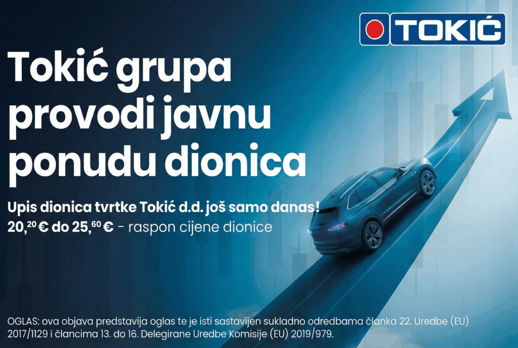 Zadnji dan za upis dionica tvrtke Tokić d.d. – do 12h - tokic.hr